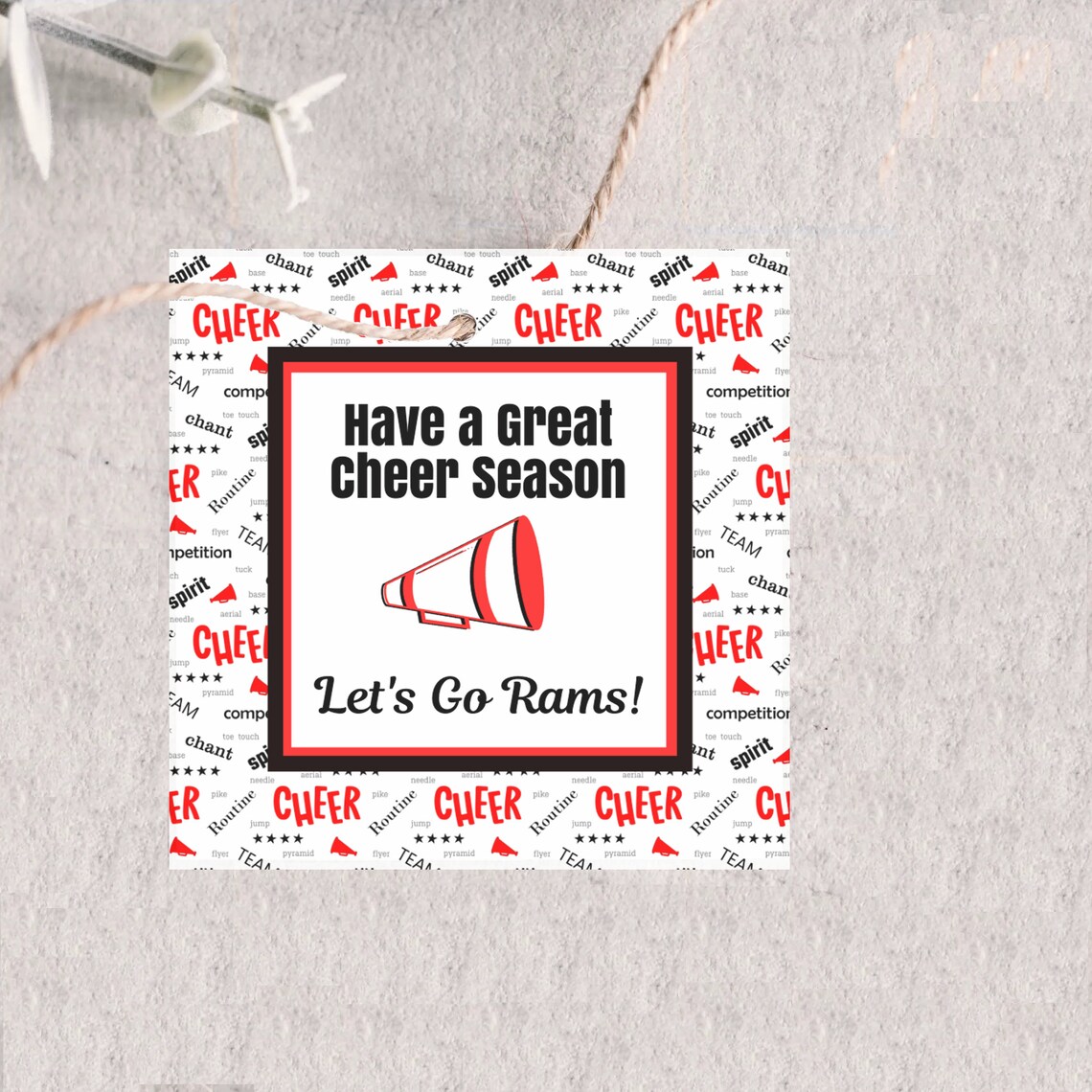 EDITABLE Cheer Team Gift Tags, Printable Sports Tags, Red Black ...