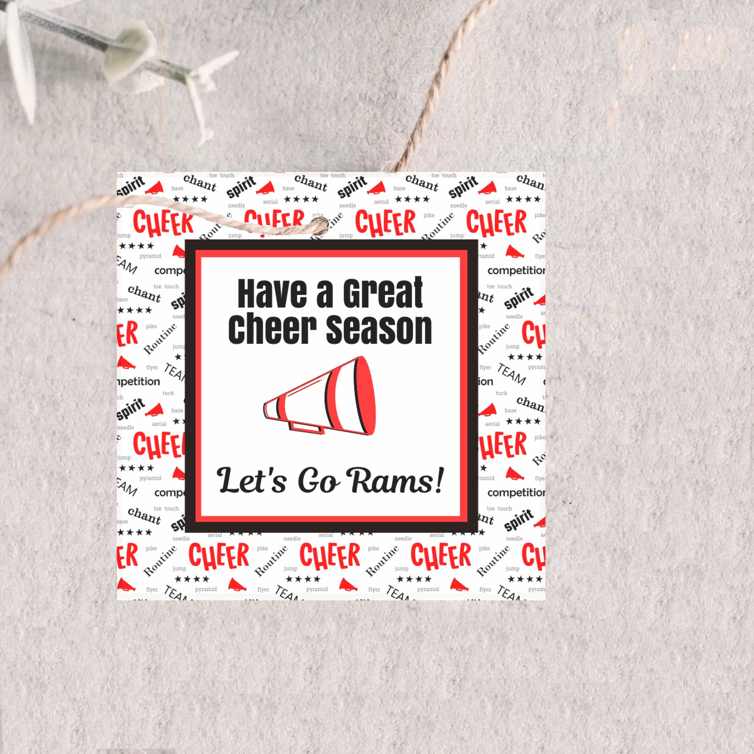 EDITABLE Cheer Team Gift Tags, Printable Sports Tags, Red Black ...