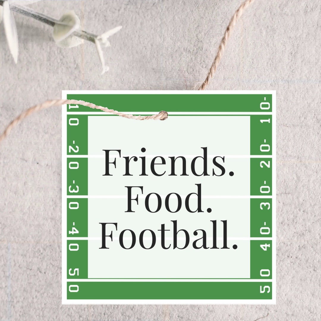 Friends Food Football Tag, Printable Sports Tags, Tailgate Tags, Cookie ...