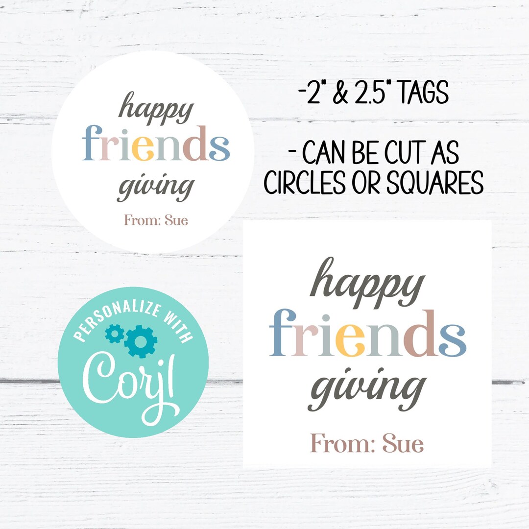 Friendsgiving Gift Tags Editable, Printable Fall Tags, Thanksgiving Tag ...