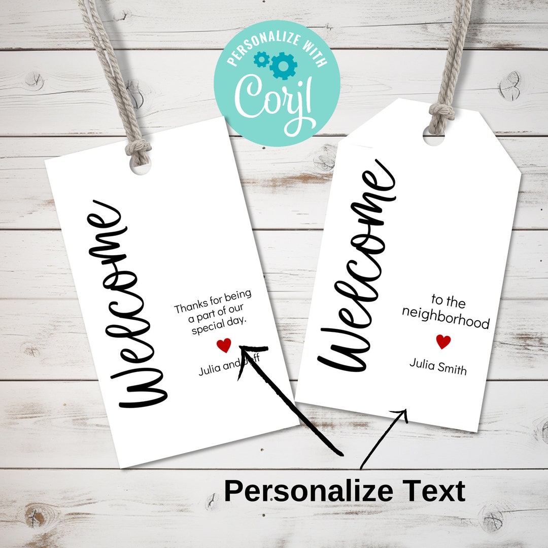 Editable Welcome Gift Tag Minimalist, Printable Welcome to Neighborhood ...