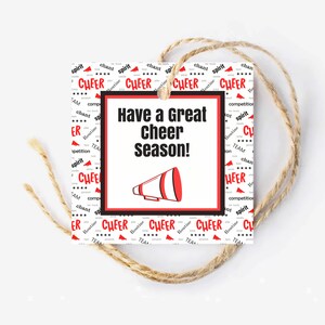 Printable Cheer Team Gift Tags, Printable Sports Tags, Red Black ...