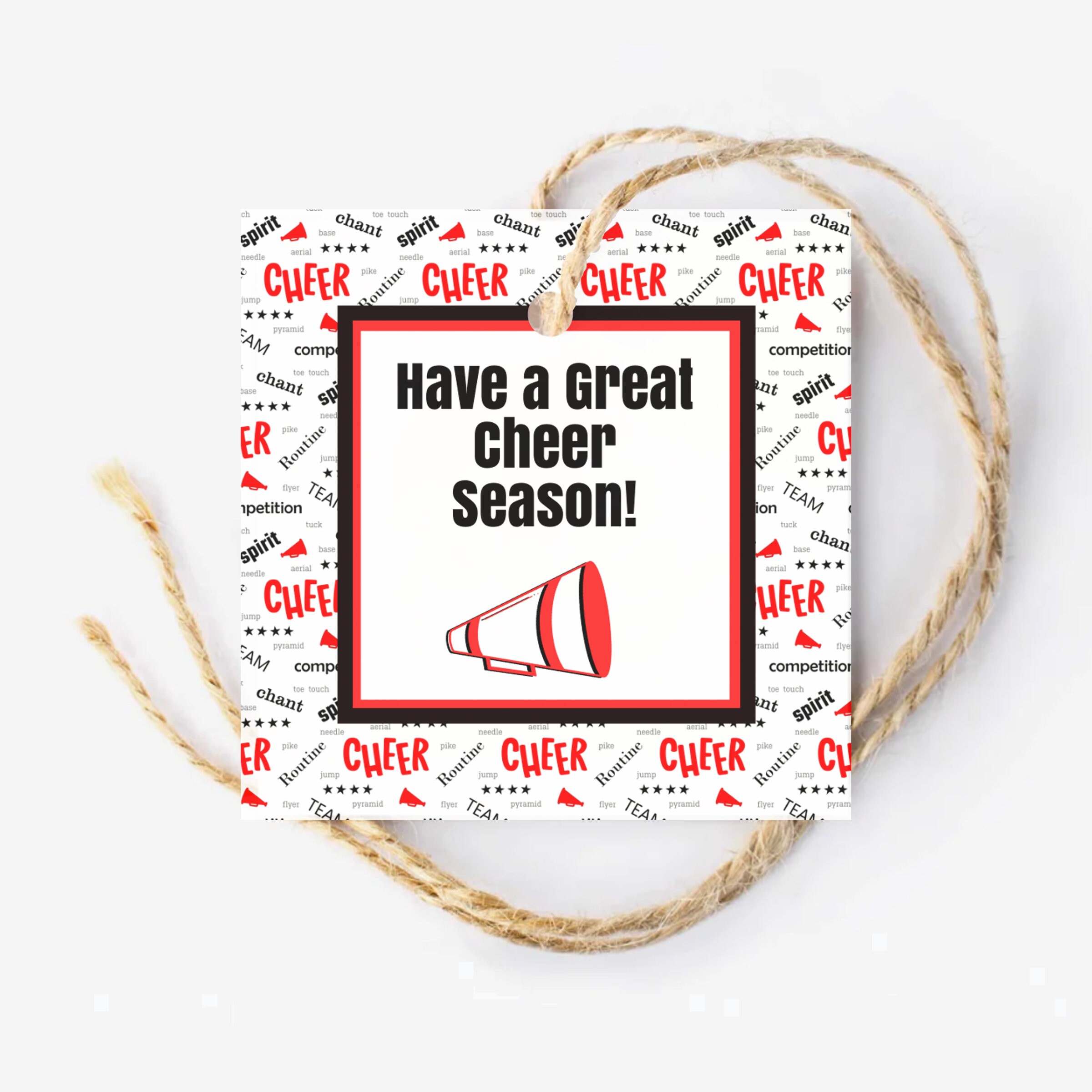 Printable Cheer Team Gift Tags, Printable Sports Tags, Red Black ...