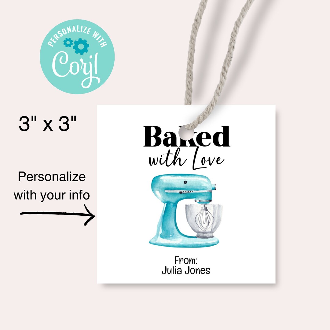 Baked With Love Editable Tag, Printable Food and Baked Goods Tags, From ...