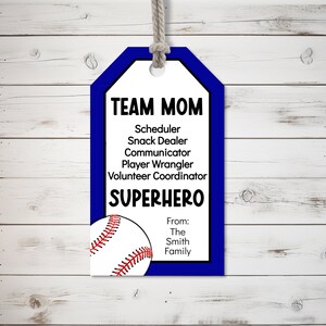Baseball Team Mom Thank You Tag Editable Template, Personalized ...