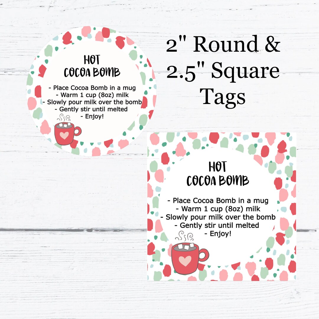 Printable Hot Chocolate Bomb Tags, Cocoa Bomb Labels, Class Valentines ...