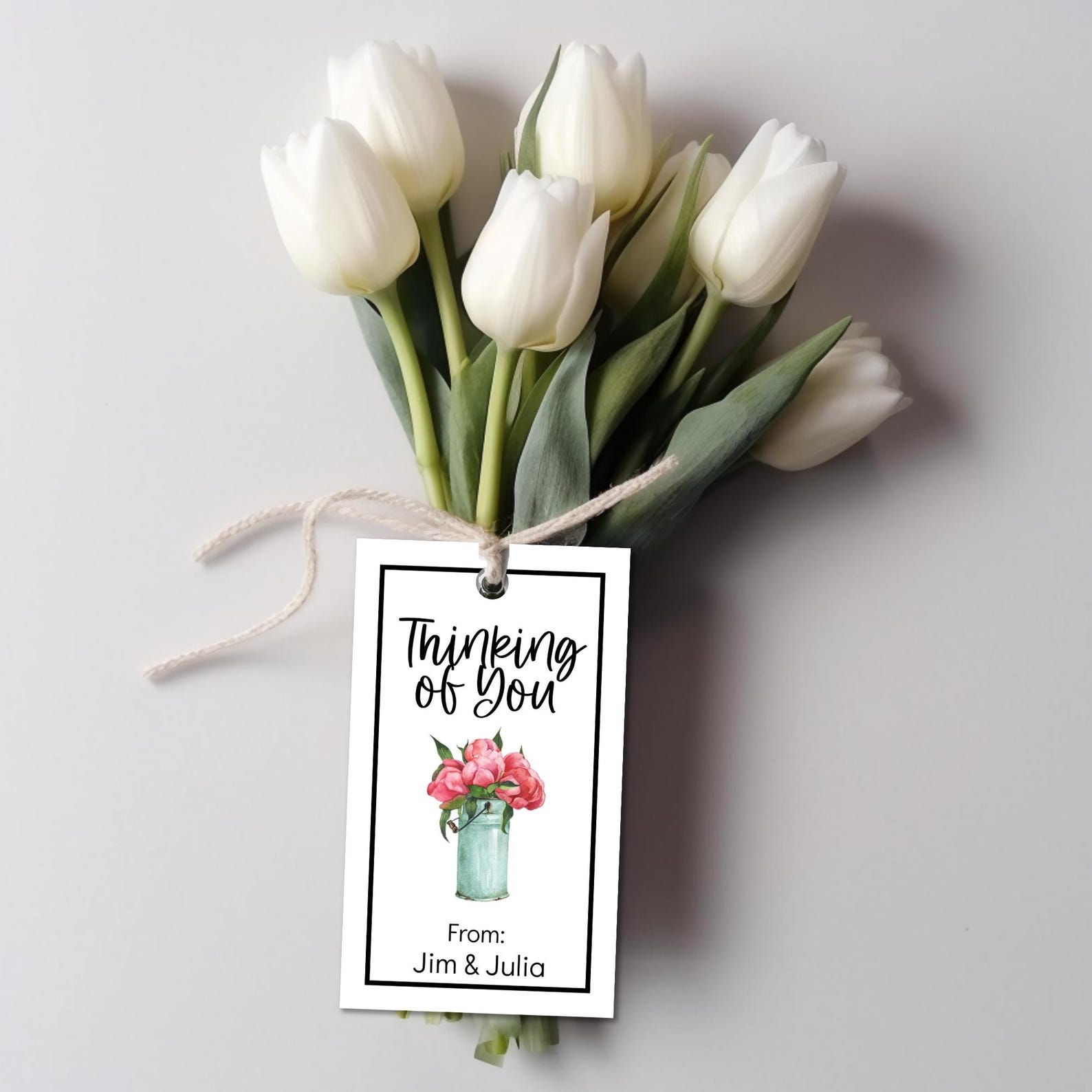 Thinking of You Editable Gift Tag With Flowers, Printable Missing You ...