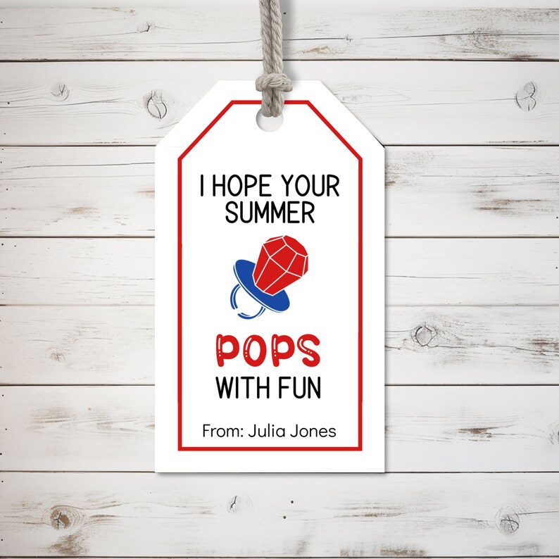 End of School Year Editable Gift Tag, Printable Party Favor Tag, Fourth ...