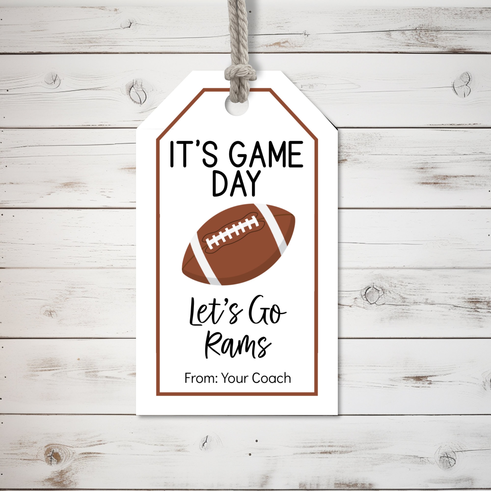Football Game Day Treat Tag Editable Template, Personalized Football ...