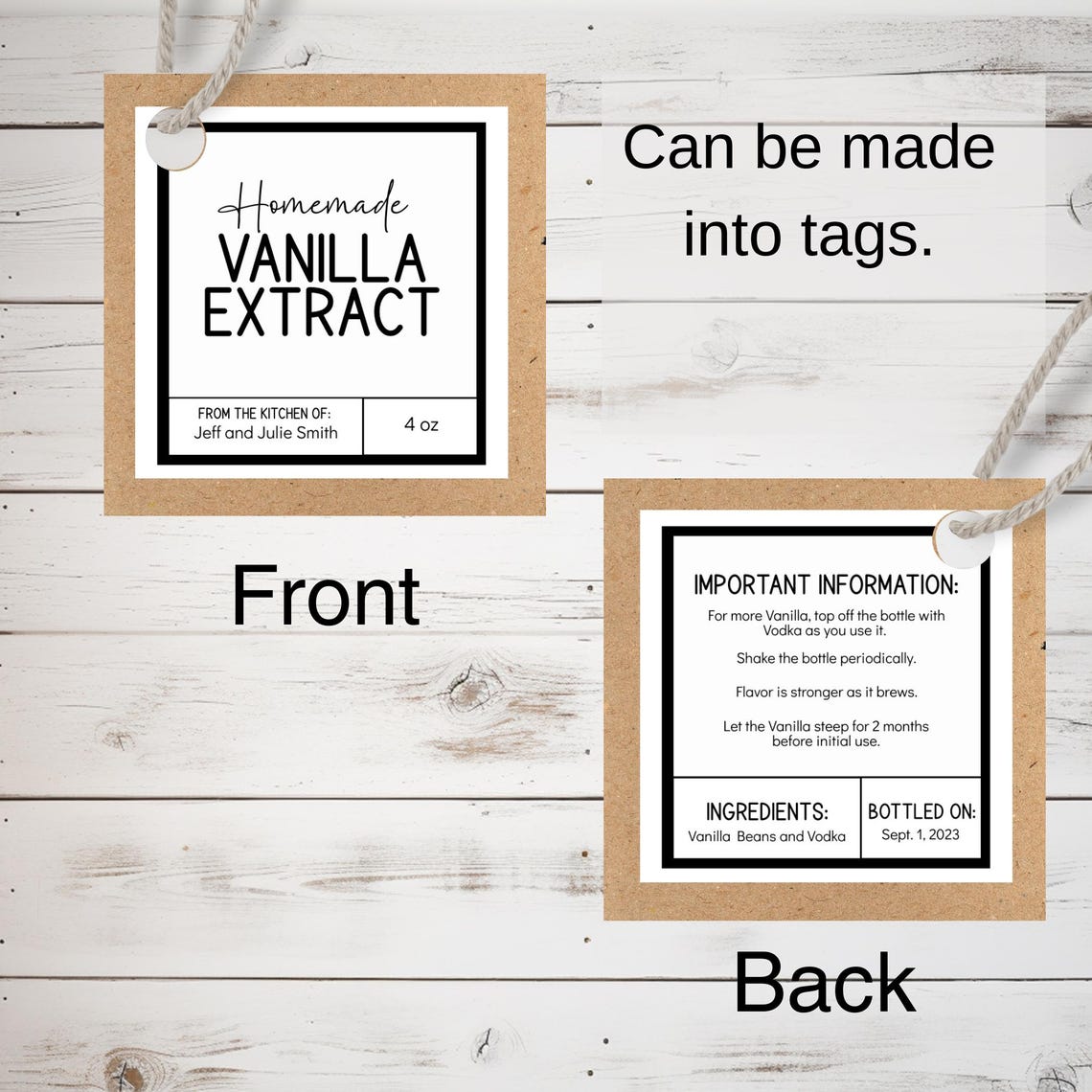 Classic Vanilla Labels, Homemade Vanilla Editable Template, Printable ...