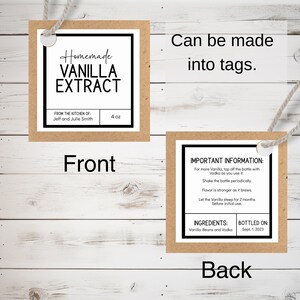 Classic Vanilla Labels, Homemade Vanilla Editable Template, Printable ...