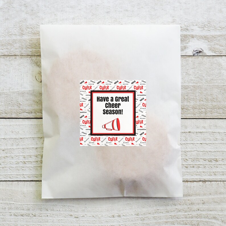 Printable Cheer Team Gift Tags, Printable Sports Tags, Red Black ...