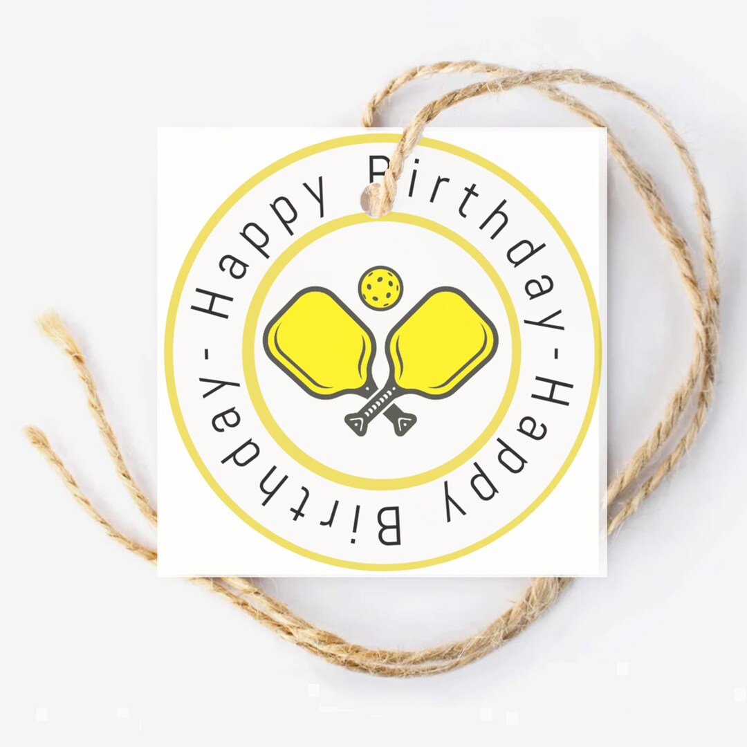 Pickleball Birthday Gift Tags Printable, Printable Birthday Tags ...