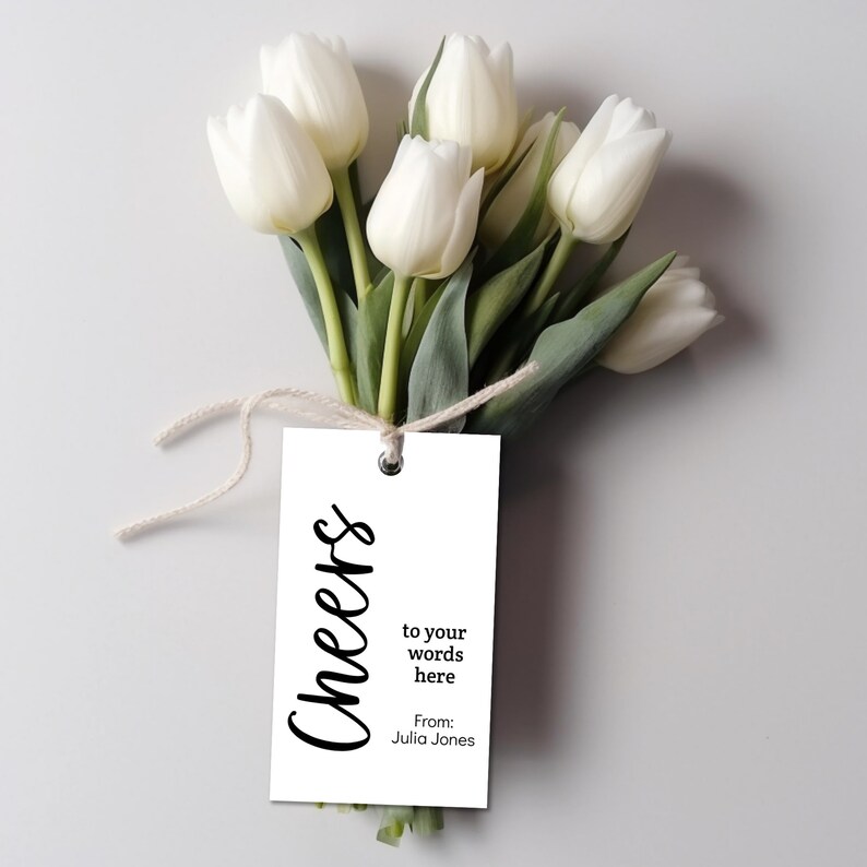Cheers to Editable Gift Tag Minimalist, Printable Alcohol Tag, Custom ...