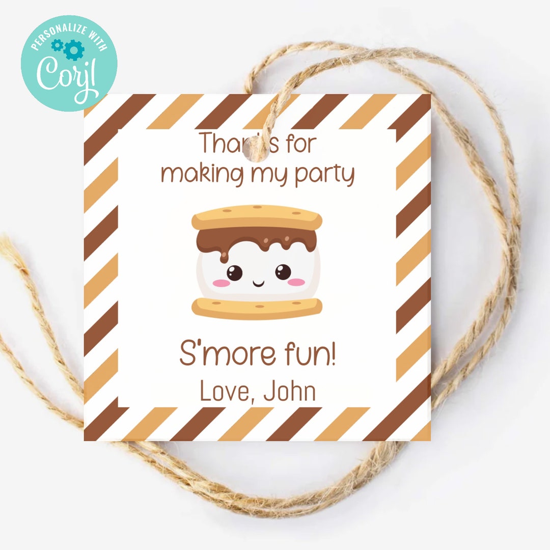 EDITABLE S'more Thank You Tag, Printable Party Favors Tag, S'more Thank ...