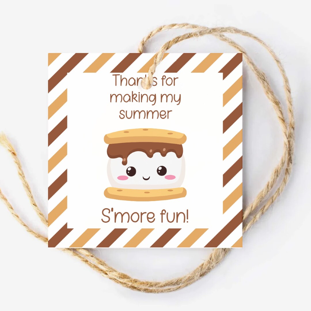 Printable S'more Thank You Tag, Printable Appreciation Tag, Summer Fun ...