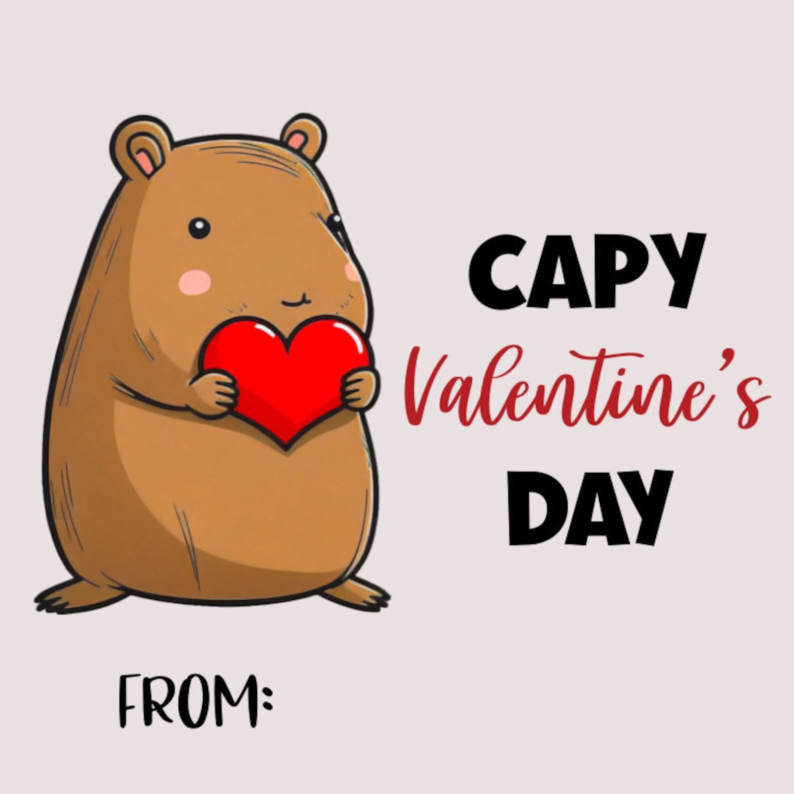 Valentine's Day Capybara Treat Tags Printable, Capy Valentine's Day ...
