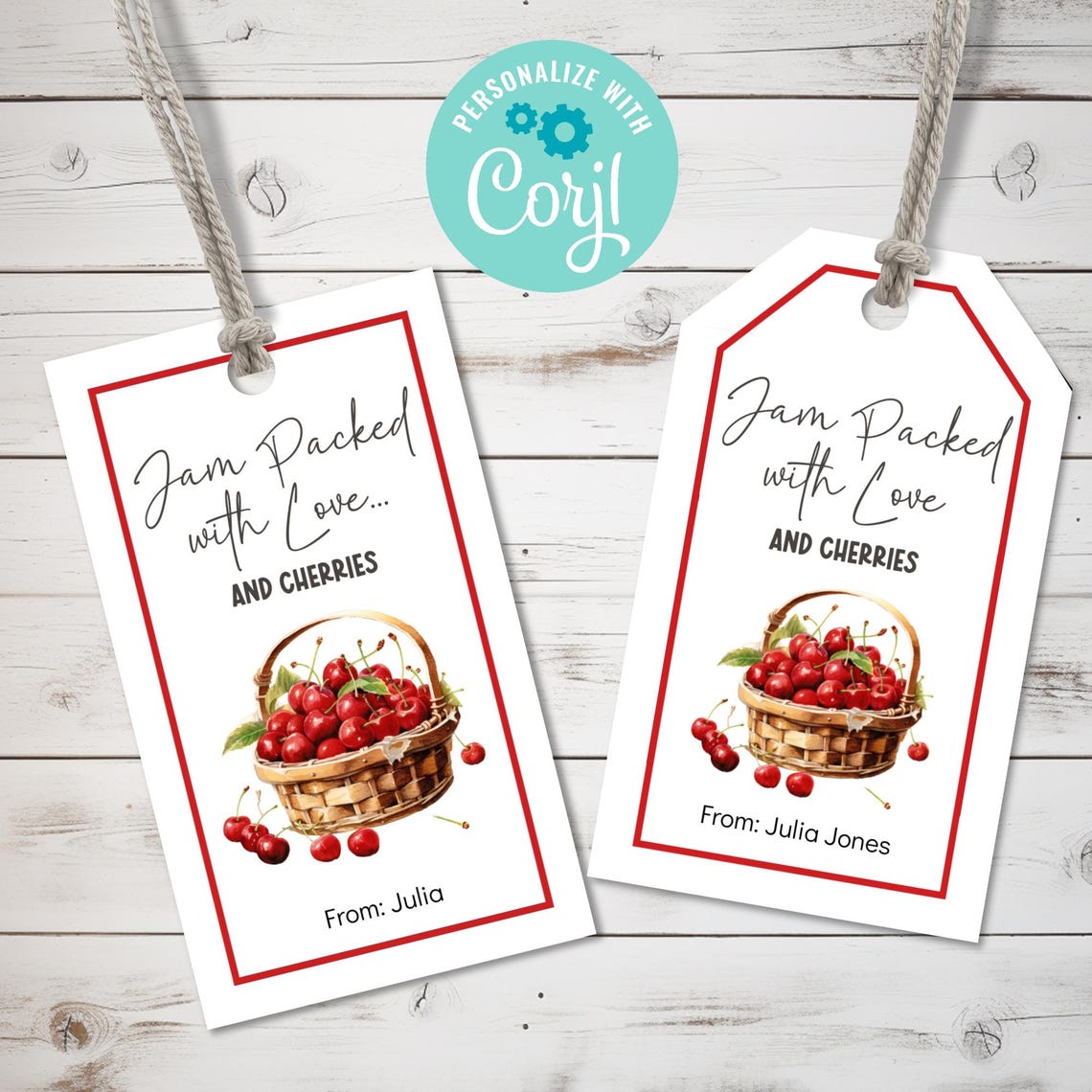 Jam Packed With Love and Cherries Editable Tag, Printable Food and ...