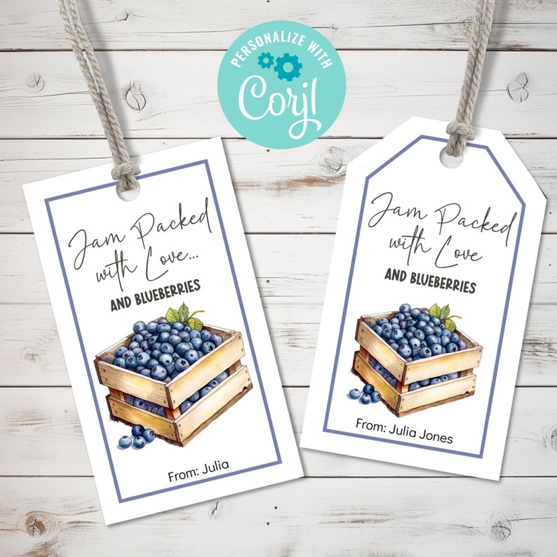 Jam Packed With Love and Blueberries Editable Tag, Printable Food and ...