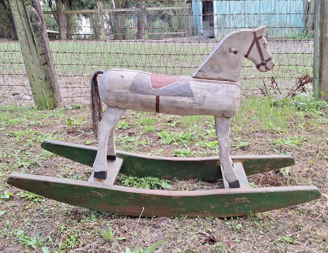 Antique Rocking Horse Solid Wood Americana Rustic – 1920s - Etsy