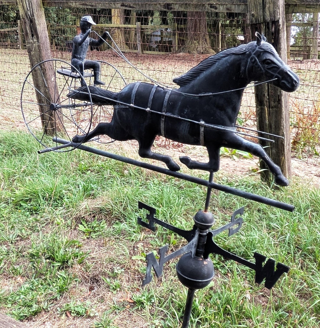 Vintage Weathervane Sulky Driver and Horse Aged Copper W/stand – 1980s ...