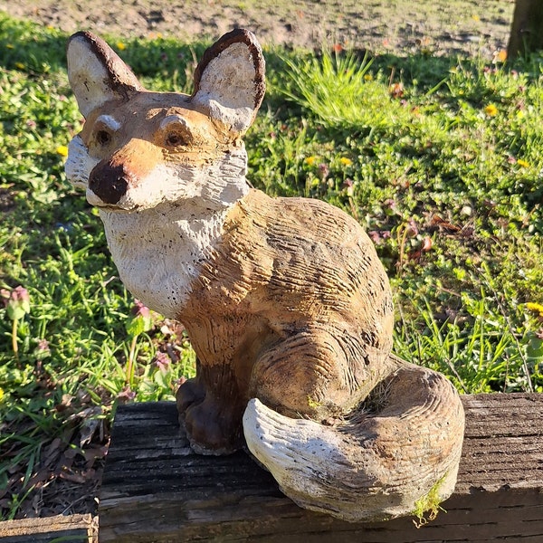 Concrete Garden Statue Fox - Etsy