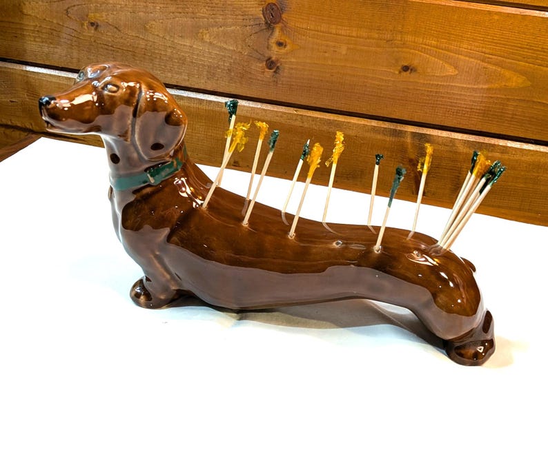 Vintage Hors D’oeuvre Server Dachshund Porcelain Toothpick Holder ABCO ...