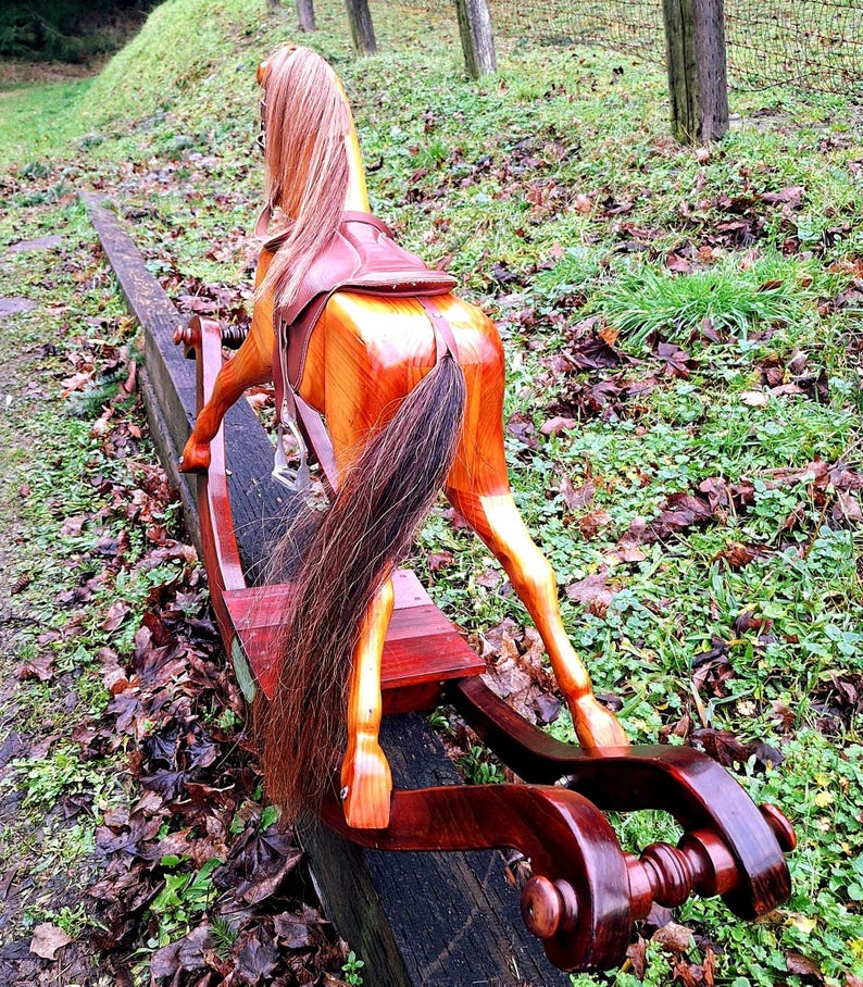 Vintage Rocking Horse Woof With Leather Saddle Hand Carved – 1980s ...
