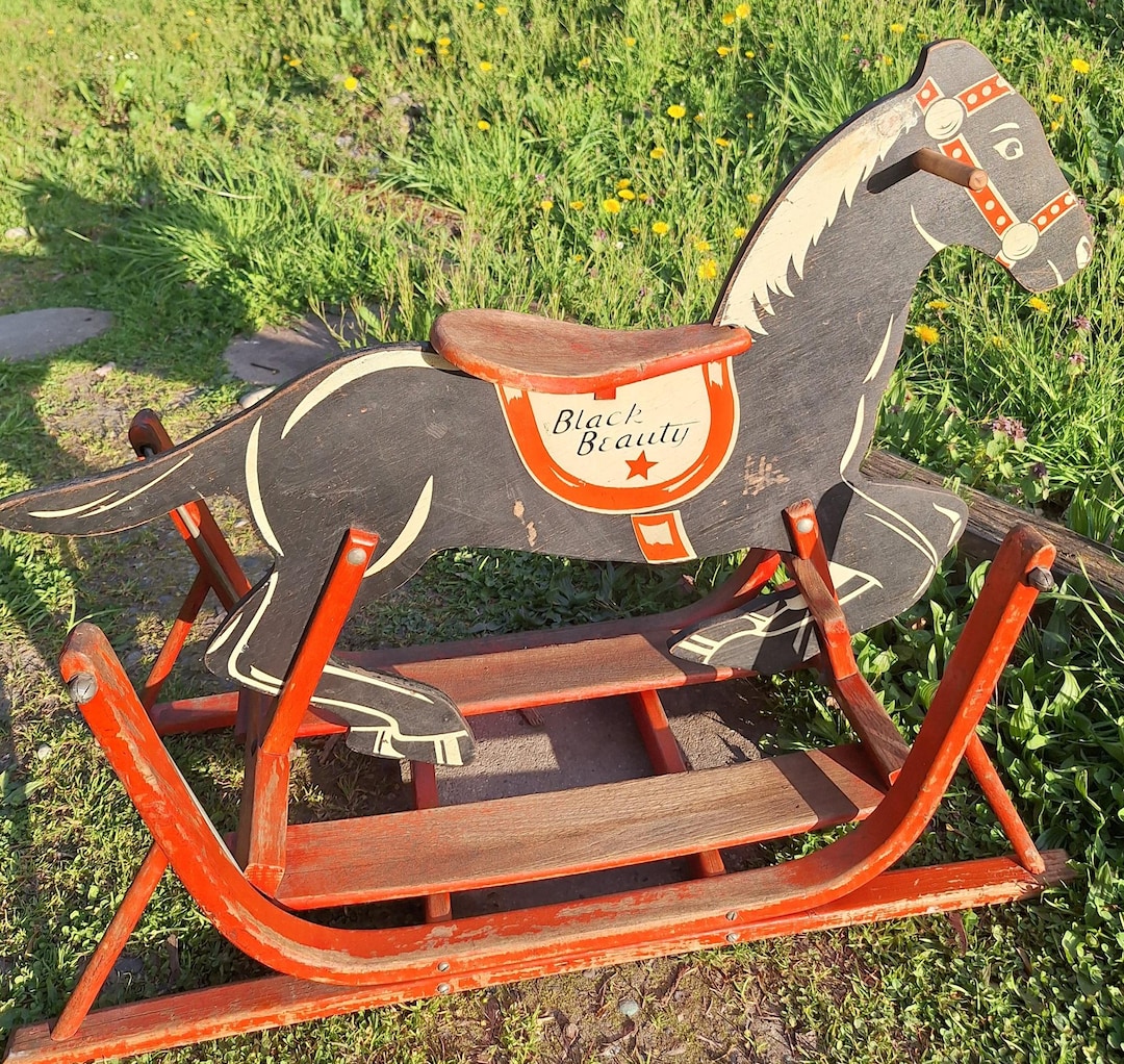 Vintage Wood Rocking Horse Black Beauty Delphos Bending Ohio – 1940s - Etsy