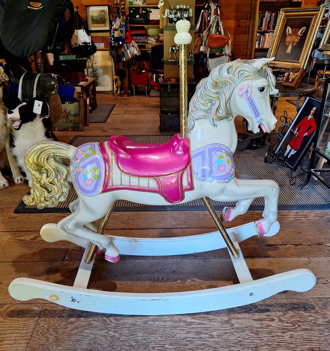 Vintage Rocking Pony Solid Wood S&S Wood Carvers USA Pink Diana Ross ...