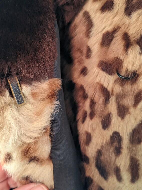 Vintage Shearling Wool Coat with Wild Cat Print – 195… - Gem
