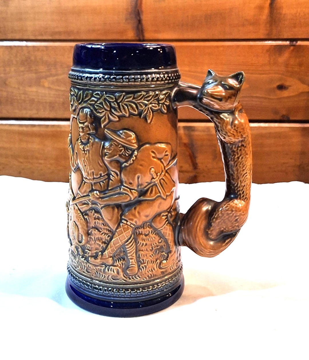 Vintage Beer Stein Gerzit W. Germany Boar Hunting With Fox Handle ...