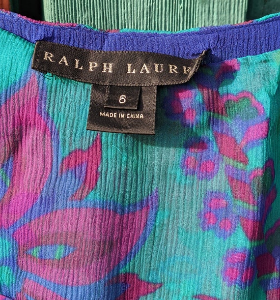 Vintage Skirt Ralph Lauren Sheer Silk Chiffon Black L Gem
