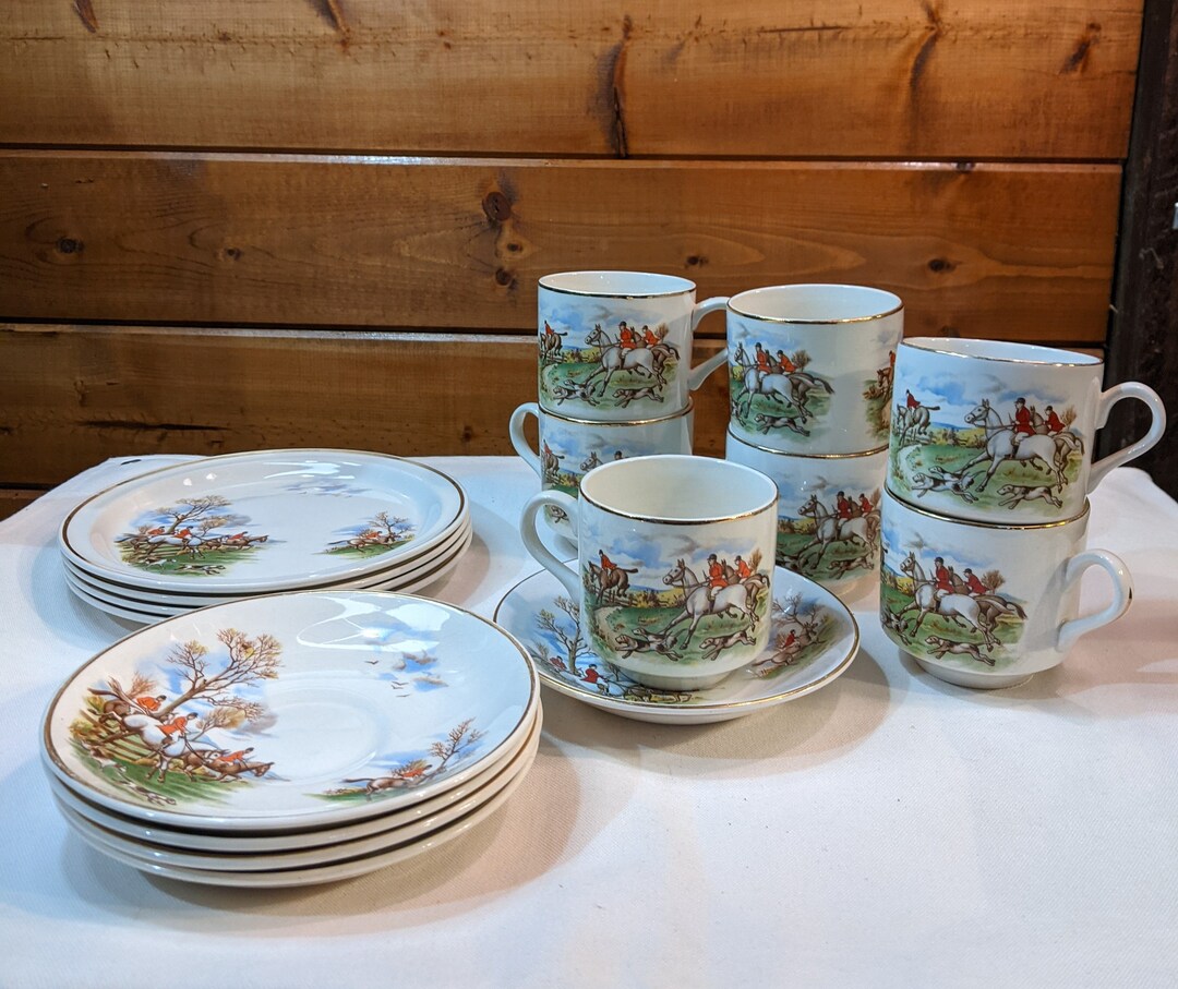 Vintage Tea/coffee Plate Set Fox Hunting Arklow Ireland - Etsy