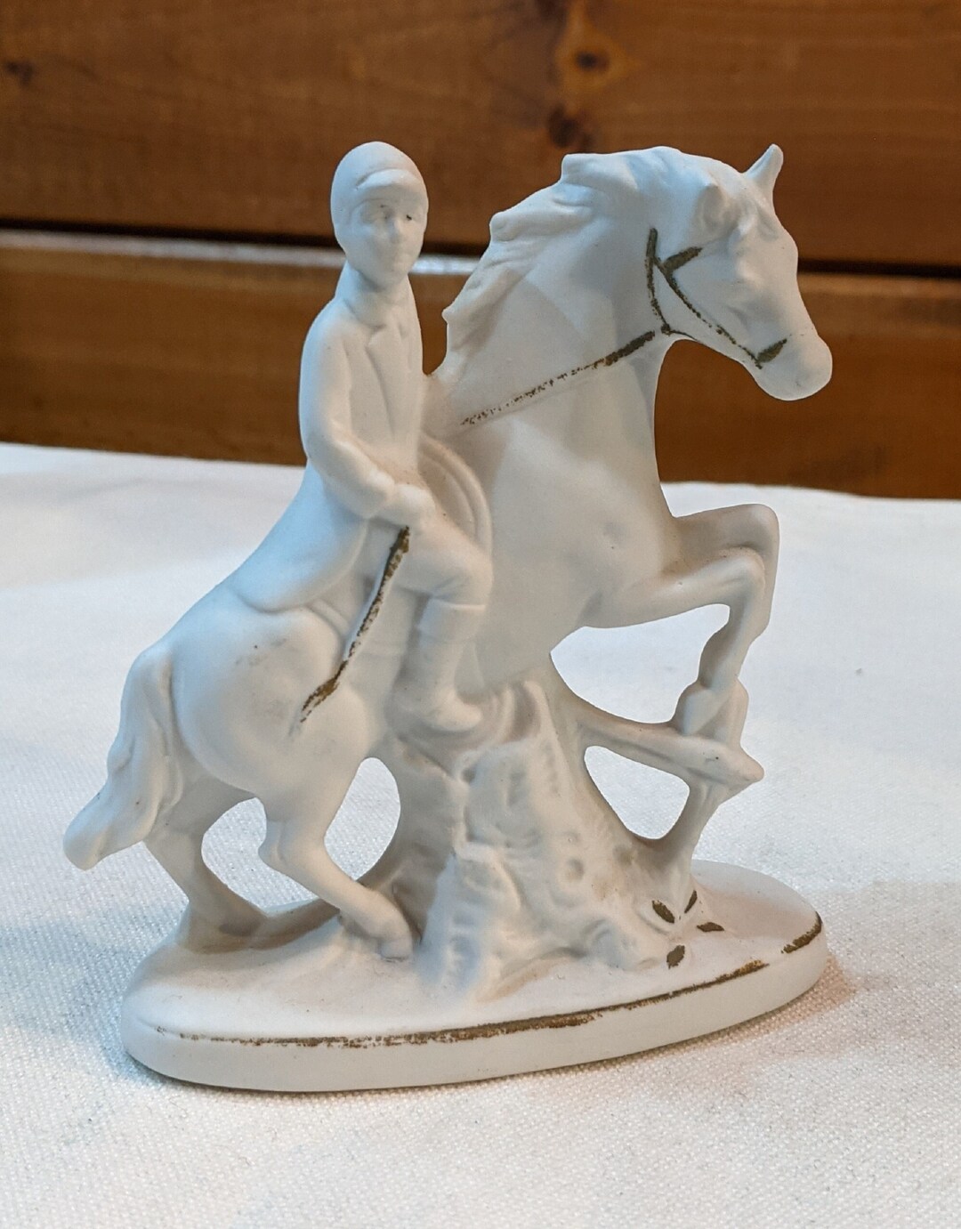 Vintage Figurine Pure White Bisque Field Hunter on Horse 1950s - Etsy