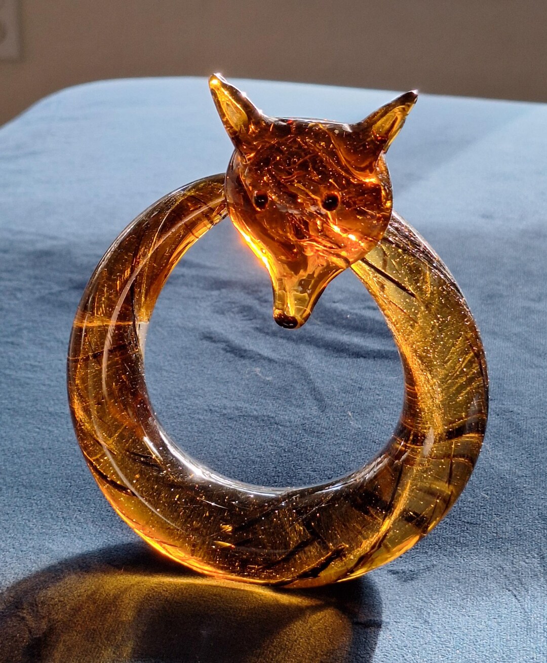 Vintage Amber Hand Blown Glass Fox Sculpture Circle 1990s - Etsy