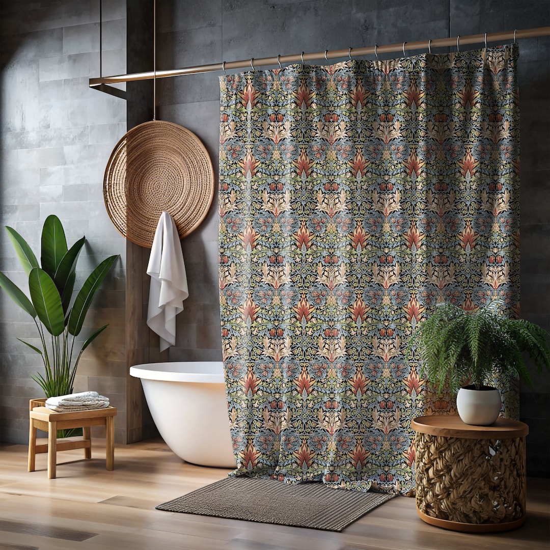 William Morris Snakeshead Shower Curtain Cottagecore Victorian ...