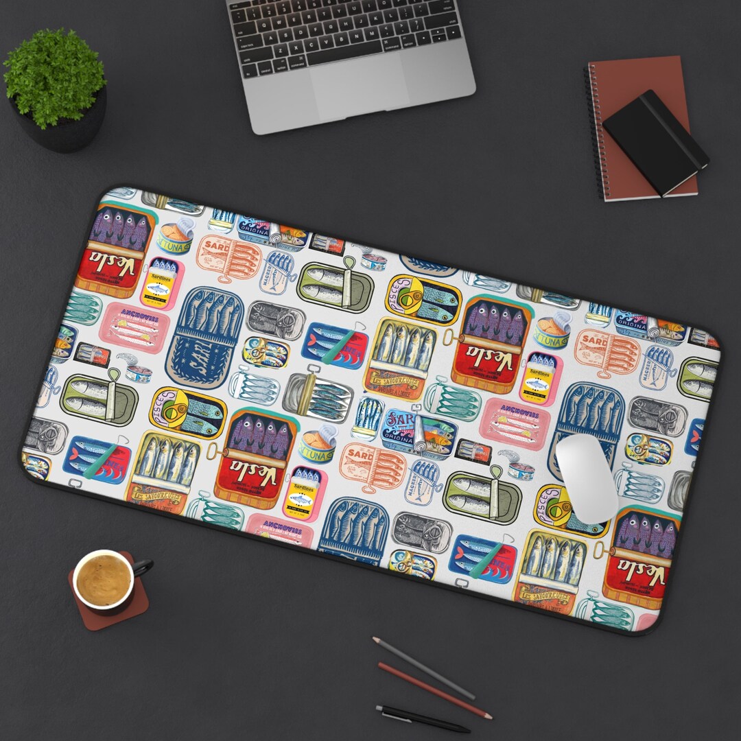 Trendy Chic Sardines Tinned Tin Fish Packaging Large Neoprene Mouse Pad ...