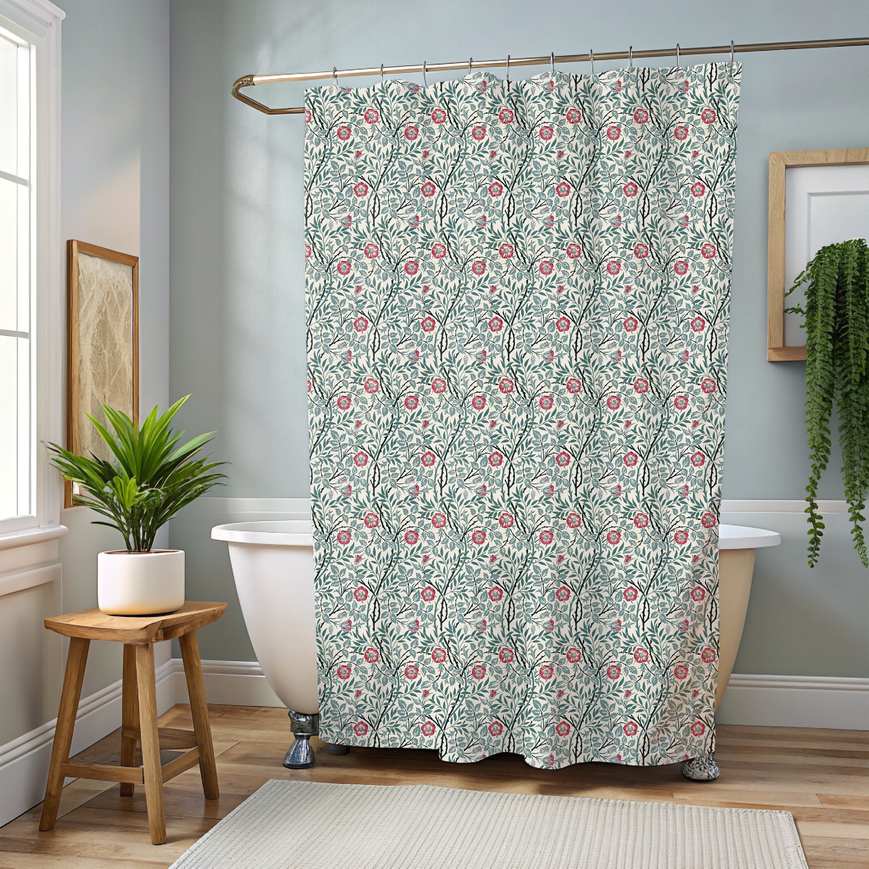 William Morris Sweet Briar Shower Curtain Cottagecore Victorian ...