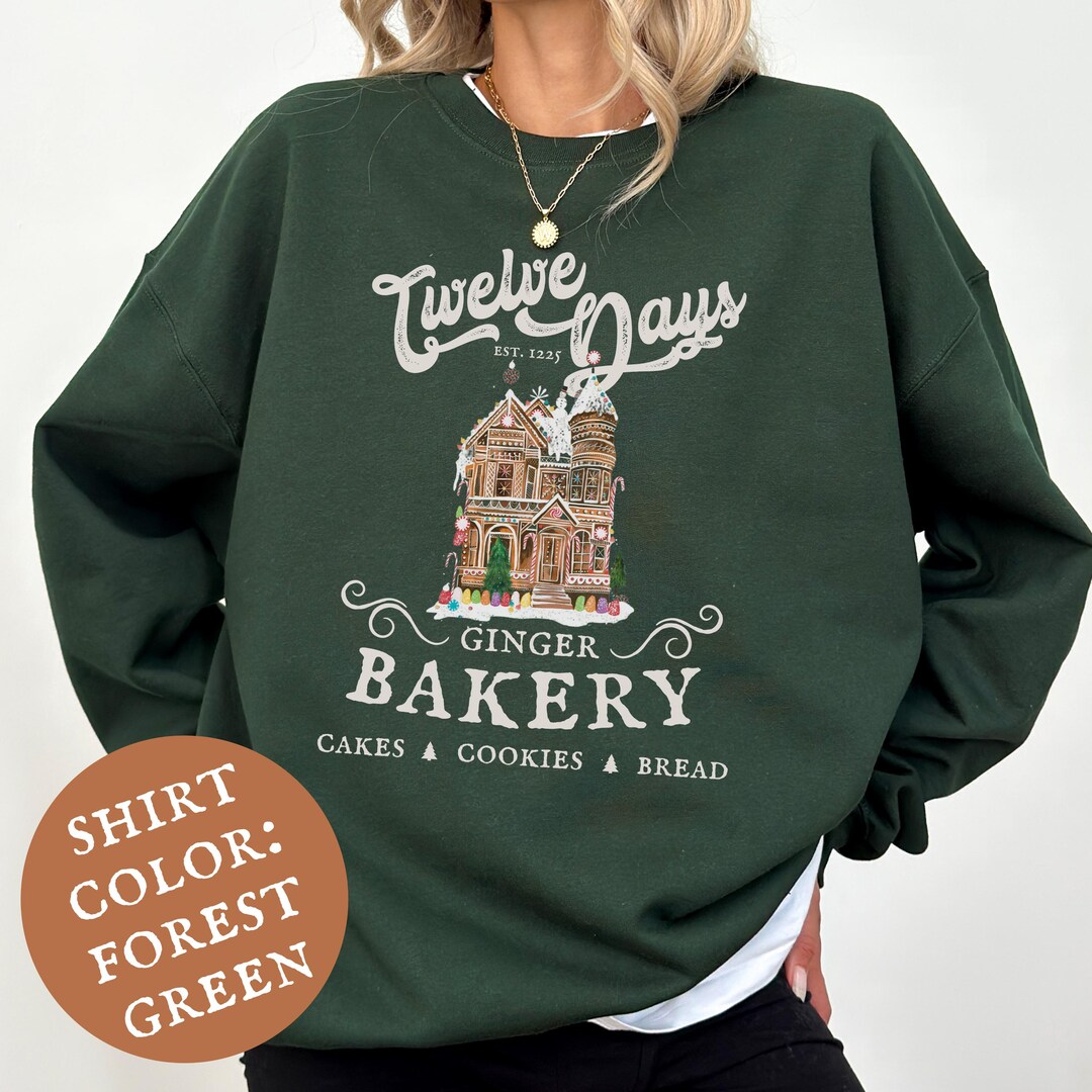 Gingerbread Bakery Christmas North Pole Holiday Crewneck Sweatshirt ...