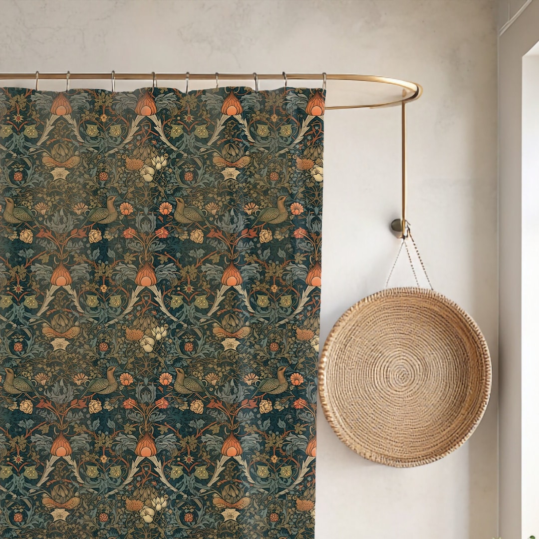 William Morris Dark Academia Shower Curtain Victorian Cottagecore ...