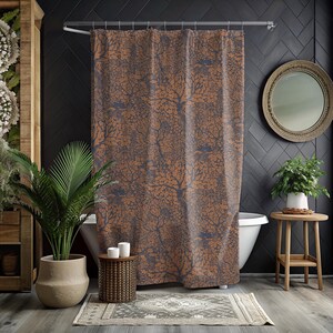 Elegant Forest Themed Shower Curtain Nature Inspired Bathroom Decor ...
