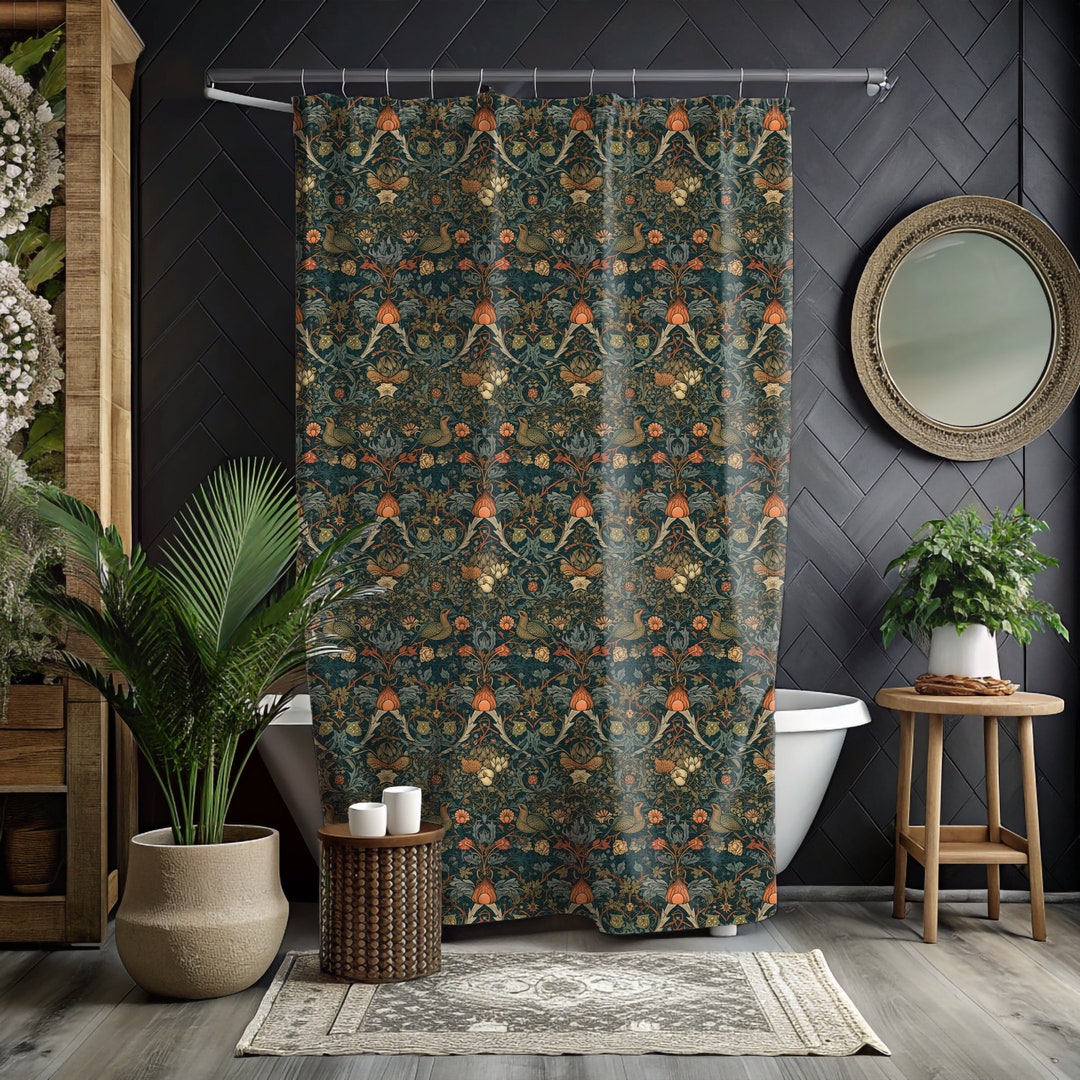 William Morris Dark Academia Shower Curtain Victorian Cottagecore ...