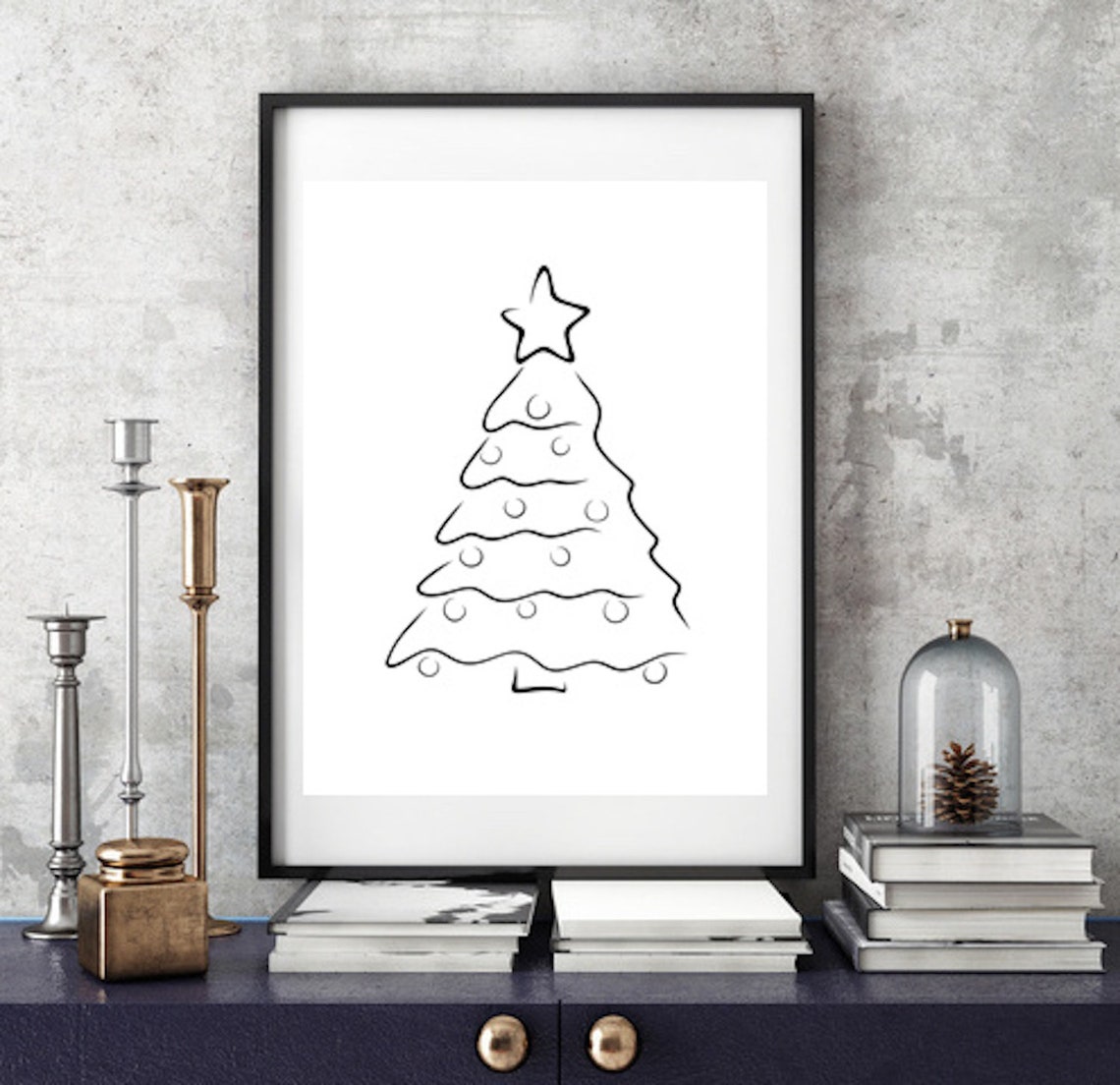 Christmas Tree Line Art Christmas Tree Print Abstract | Etsy