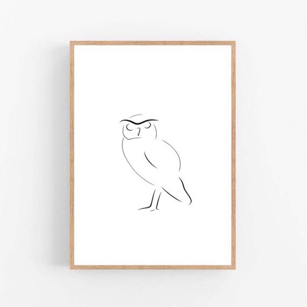 Owl Line Art, Owl Print, Abstract Owls Wall Decor, Minimalist Art ...