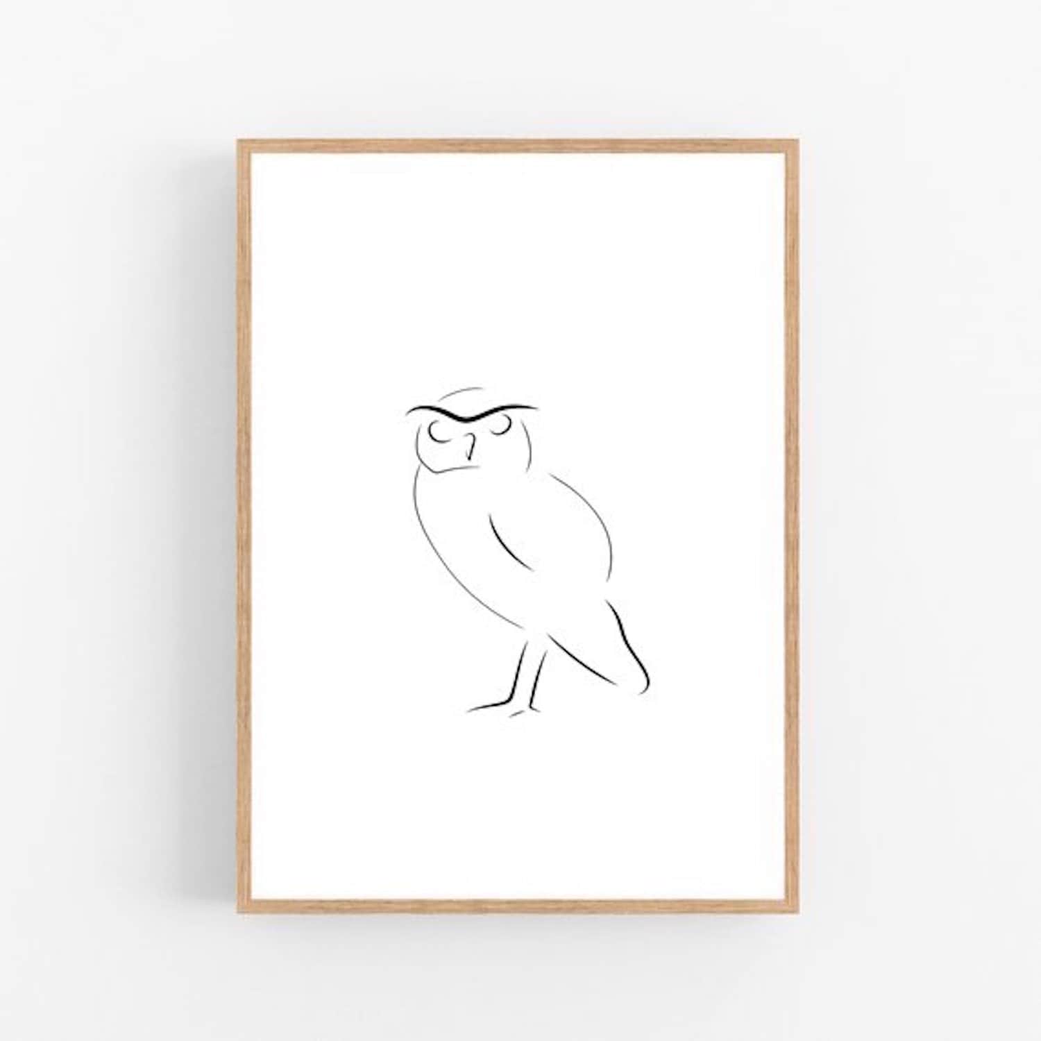 Owl Line Art, Owl Print, Abstract Owls Wall Decor, Minimalist Art ...