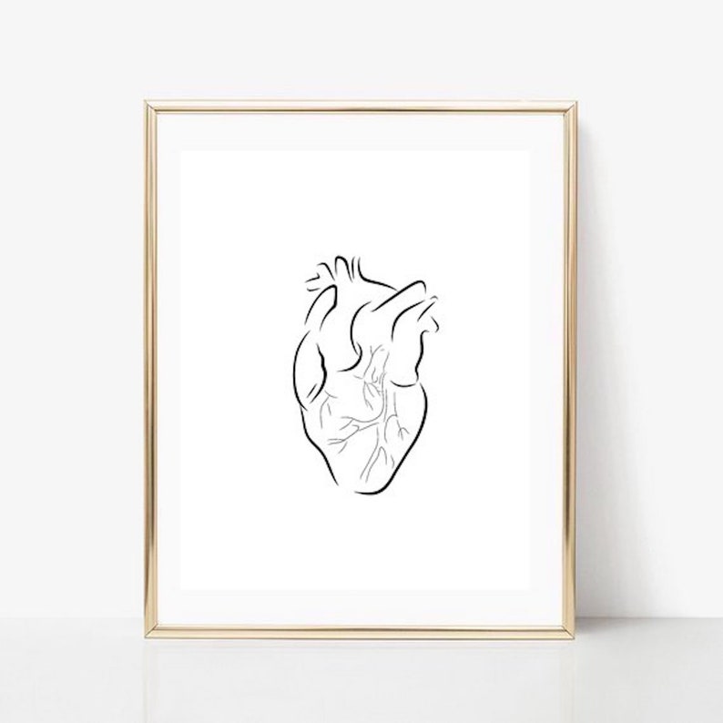 Heart Line Art Heart Print Abstract Hearts Wall Decor - Etsy