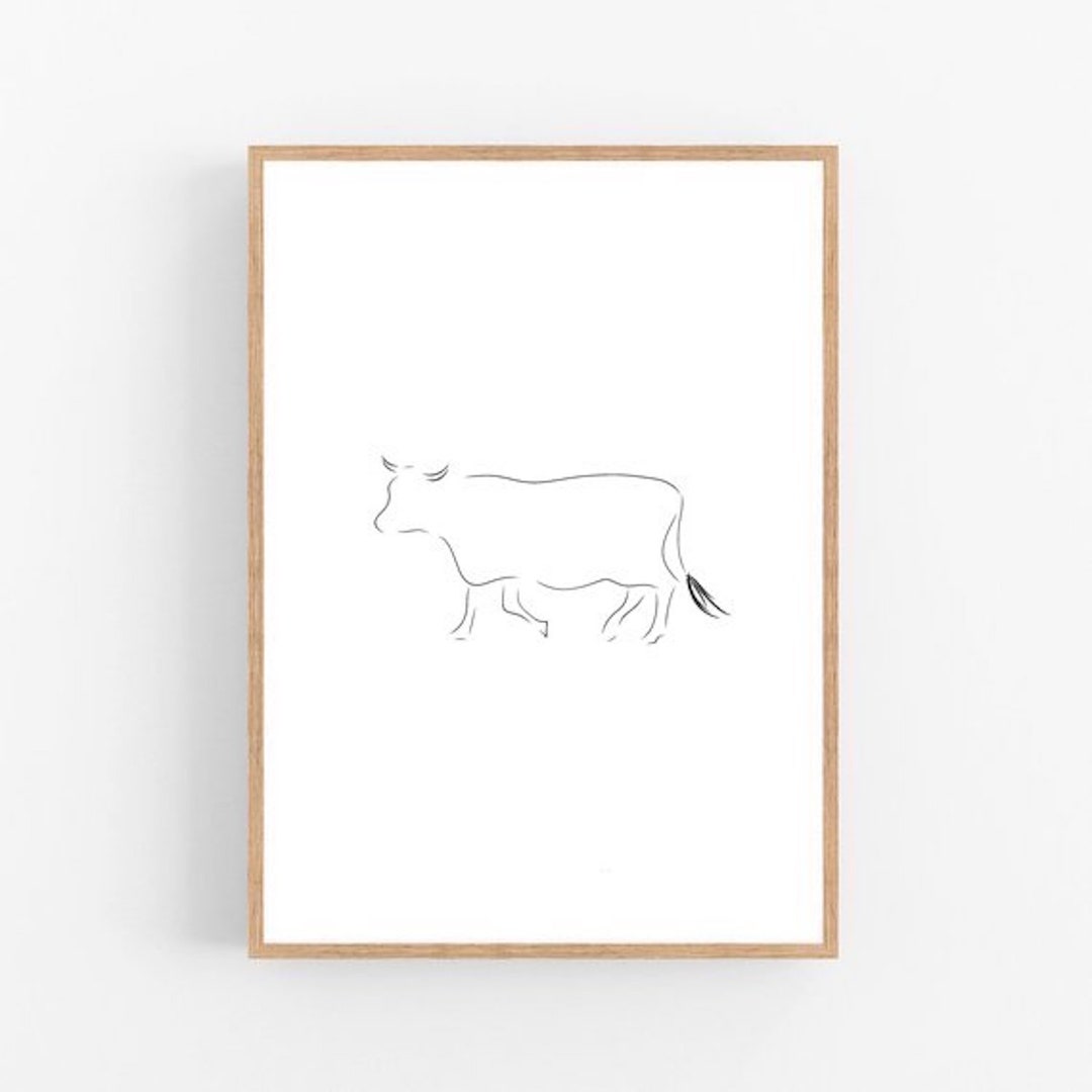Cow Line Art, Cow Print, Abstract Farm Animal Wall Decor, Minimalist ...