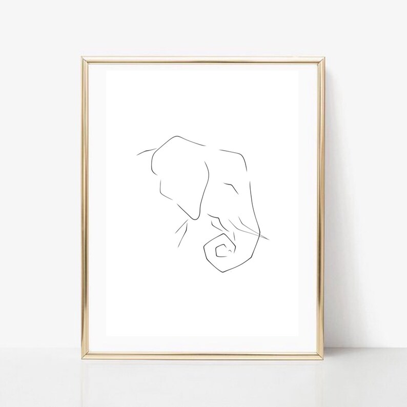 Elephant Line Art Elephant Print Abstract Elephant Wall - Etsy