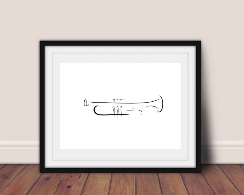 Trumpet Line Art, Trumpet Print, Abstract Trumpet Wall Decor ...